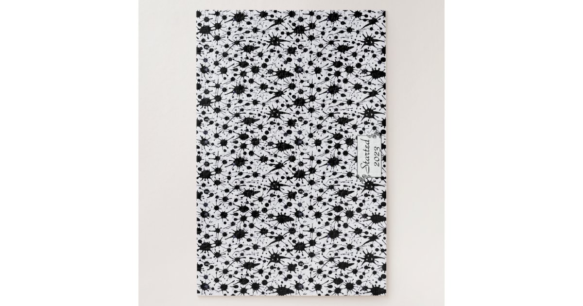 Black and white ink splat pattern jigsaw puzzle | Zazzle