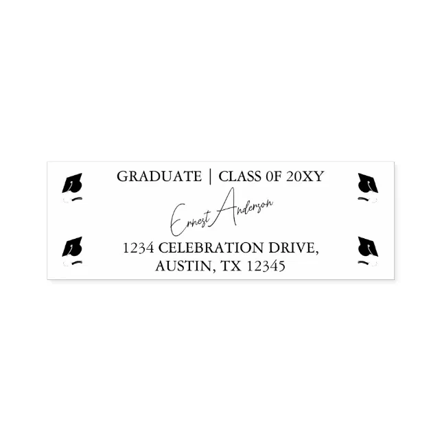 Black and White Modern Graduation Return Address Self-inking Stamp | Zazzle