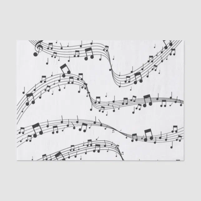 Black and White music note Pattern musician Tissue Paper | Zazzle