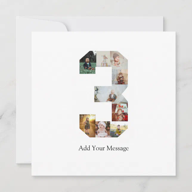 Black and White Number 3 Photo Collage Thank You Card | Zazzle
