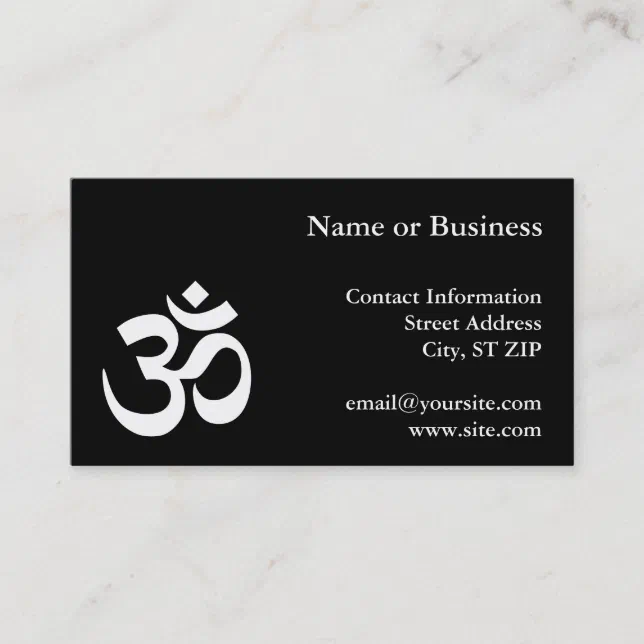 Black and White Om Symbol Business Card | Zazzle