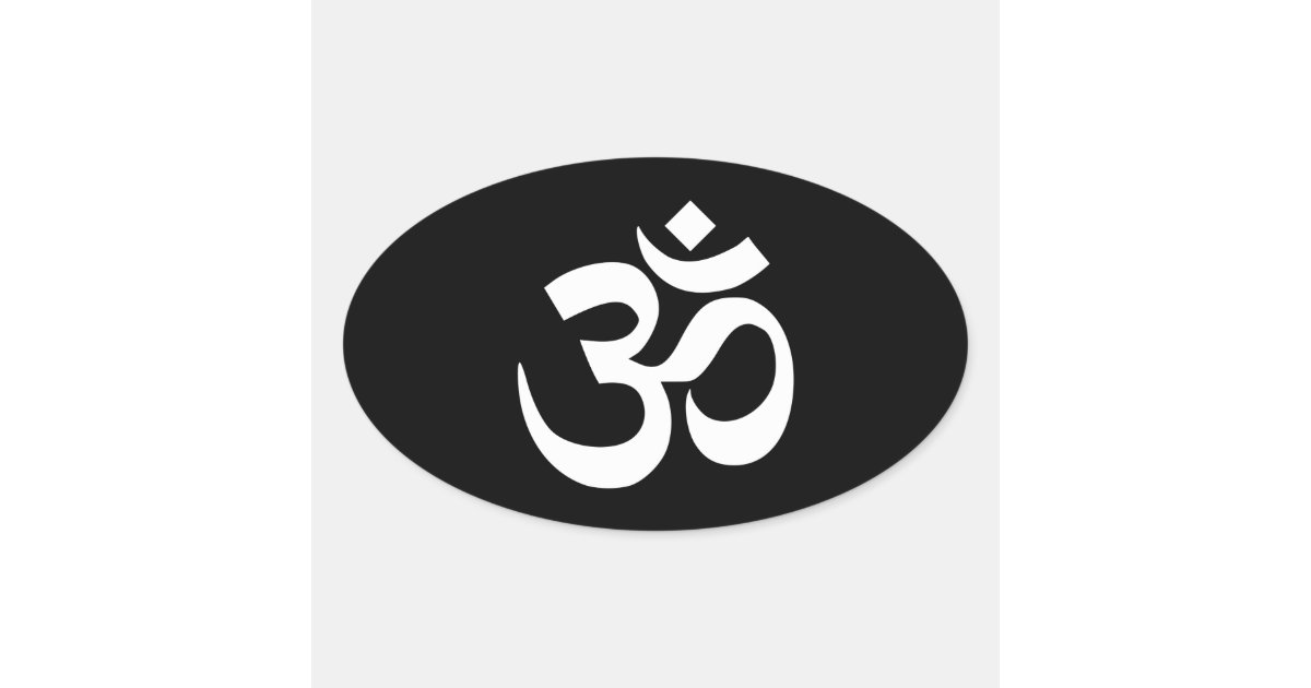 Black and White Om Symbol Oval Sticker | Zazzle