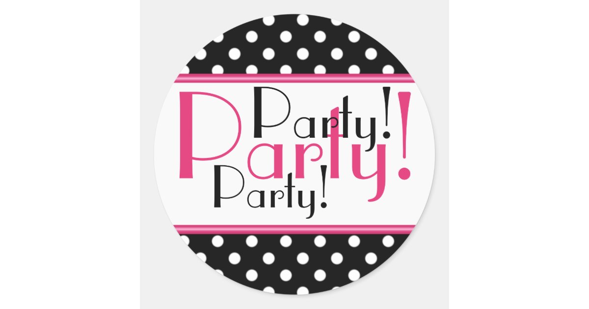 Black and White Polka Dot Party Sticker | Zazzle
