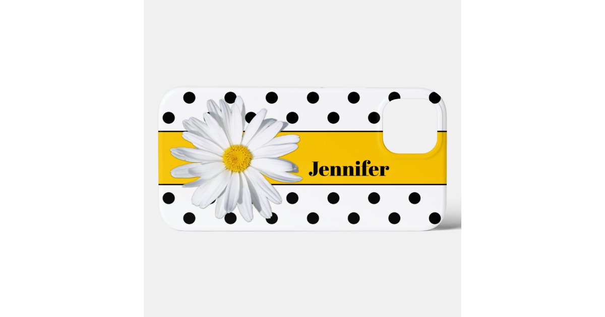 Black and White Polka Dots, Daisy iPhone Case | Zazzle