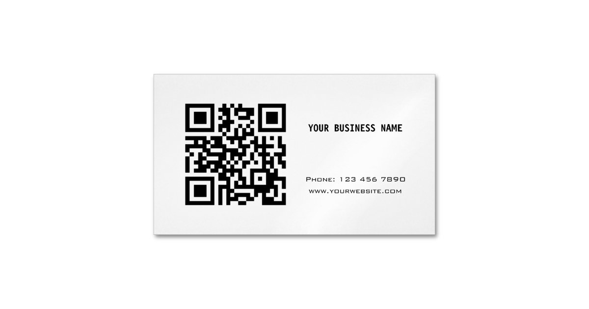 Black and White QR Code Magnetic Business Card | Zazzle