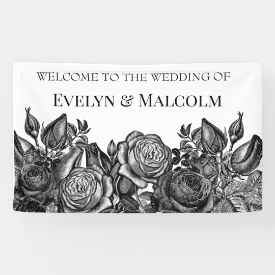 Black and White Roses Gothic Wedding Banner | Zazzle.co.uk