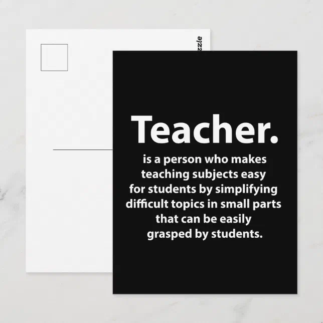 Black and White Teacher Appreciation Postcard | Zazzle