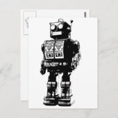 Black and White Vintage Robot Postcard | Zazzle