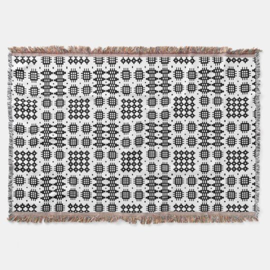 Black and White Welsh Tapestry Pattern Blanket | Zazzle.co.uk