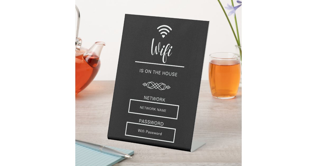 Black and White Wifi Password for Home Pedestal Sign | Zazzle