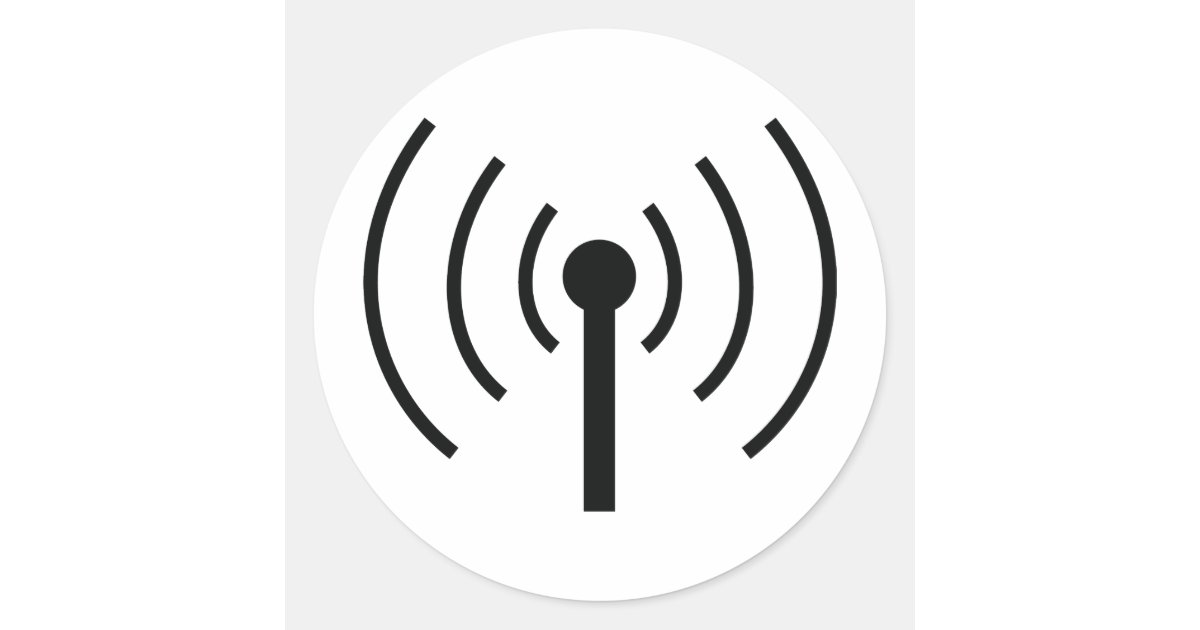 black antenna icon classic round sticker | Zazzle