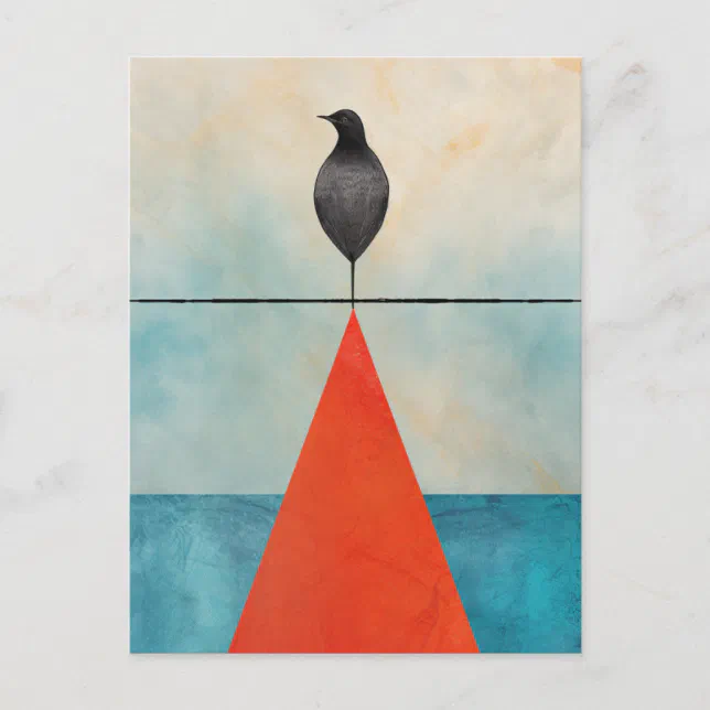Black Bird on a Red Triangle Postcard | Zazzle