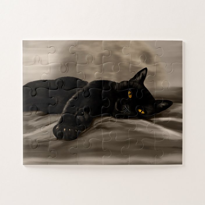 Black Cat chilling Jigsaw Puzzle | Zazzle.co.uk