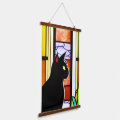 Black Cat in Front of Stained Glass Window Hanging Tapestry | Zazzle