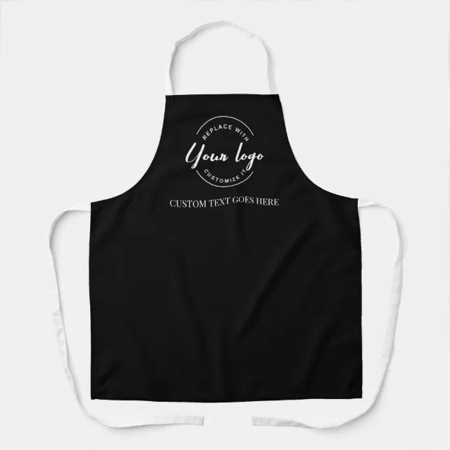 Black Custom Business Apron with Logo Personalised | Zazzle