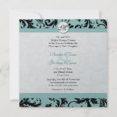 Black Damask Aqua Pool Blue Wedding Invitation | Zazzle