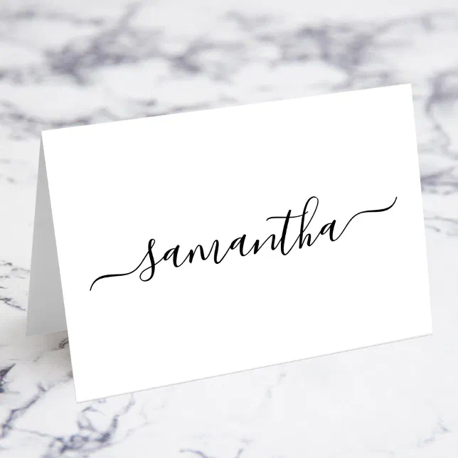 Black Elegant Script Signature Name Place Cards | Zazzle