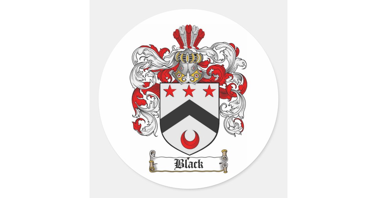 BLACK FAMILY CREST - BLACK COAT OF ARMS CLASSIC ROUND STICKER | Zazzle