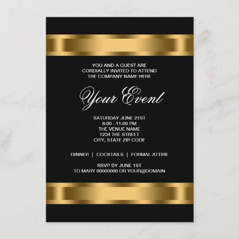 Black And Gold Invitations | Zazzle UK