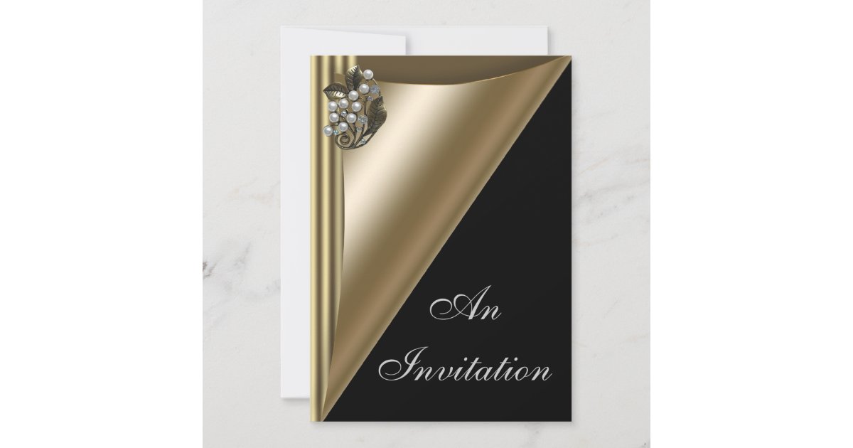 Black & Gold Event Party Invitation Template | Zazzle