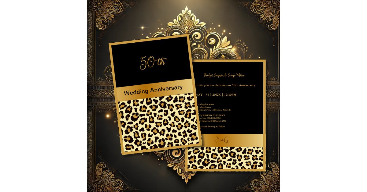 black gold stay wild 50th wedding anniversary card | Zazzle
