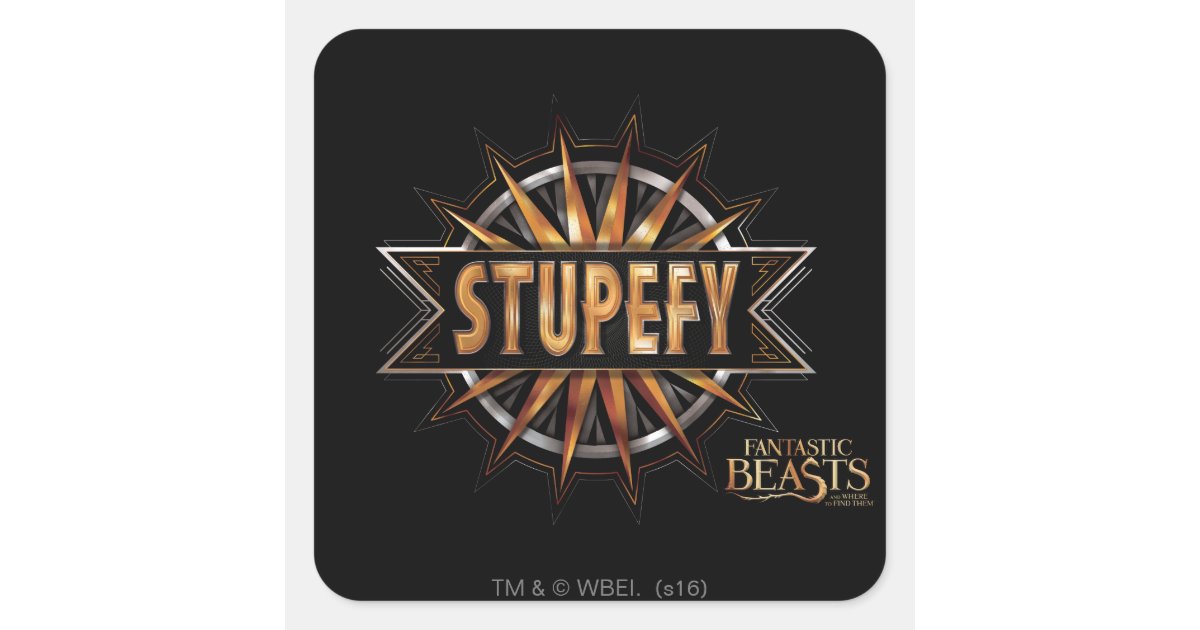 Black & Gold Stupefy Spell Graphic Square Sticker | Zazzle