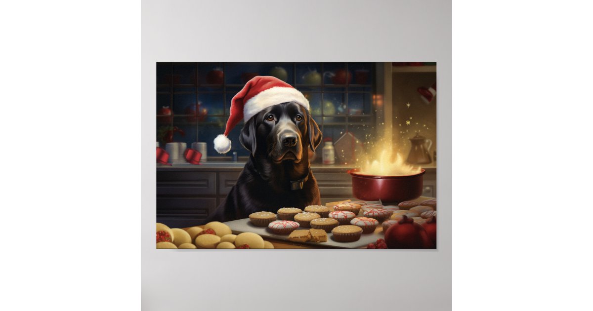 Black Lab Christmas Cookies Festive Holiday Poster | Zazzle