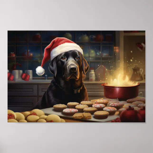 Black Lab Christmas Cookies Festive Holiday Poster | Zazzle