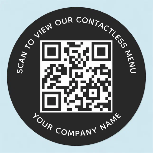 Black Menu QR Code Stickers Round Custom Business | Zazzle