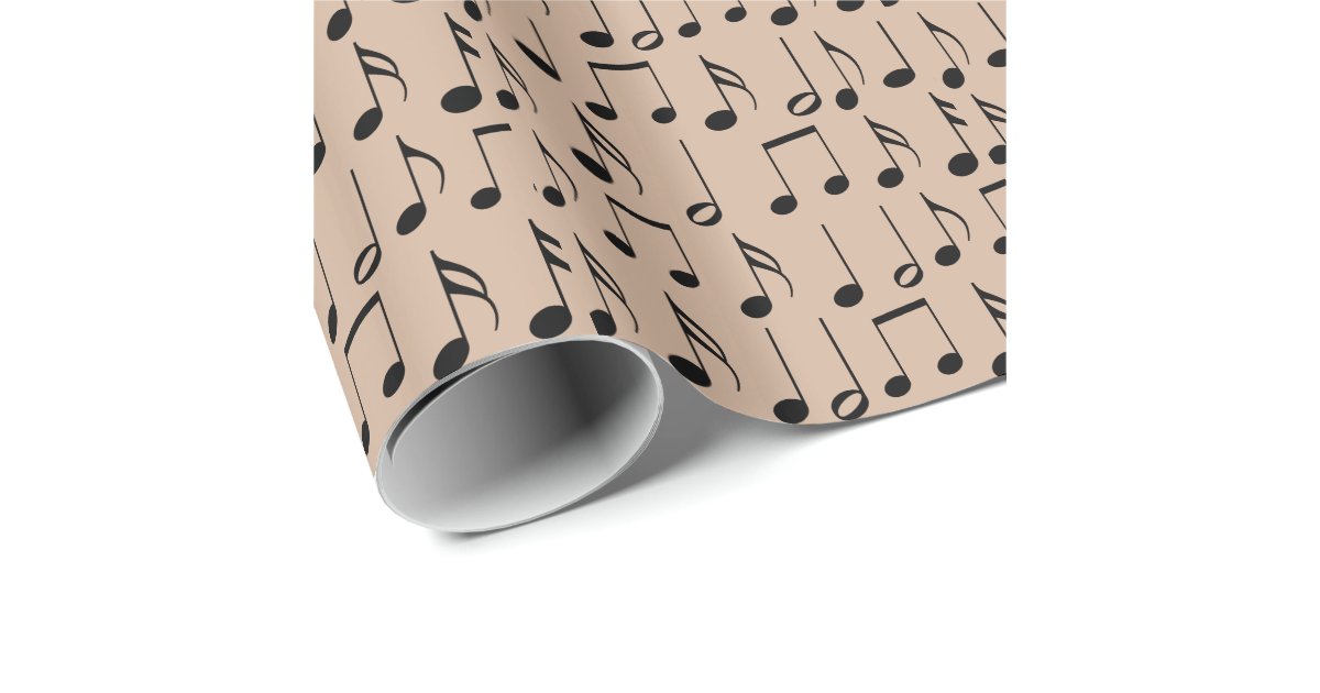 Black Music Notes Pattern Wrapping Paper | Zazzle
