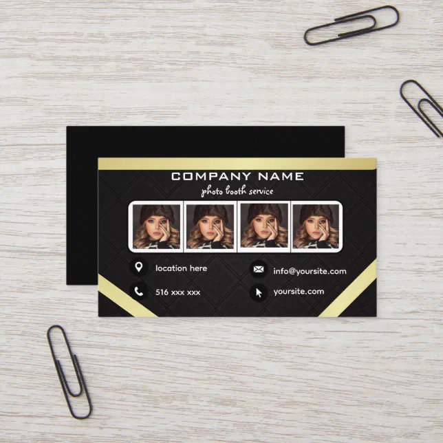Black photo booth business card | Zazzle