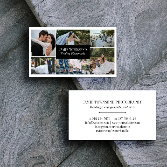 Black Photo Collage Professional Photographer Business Card | Zazzle