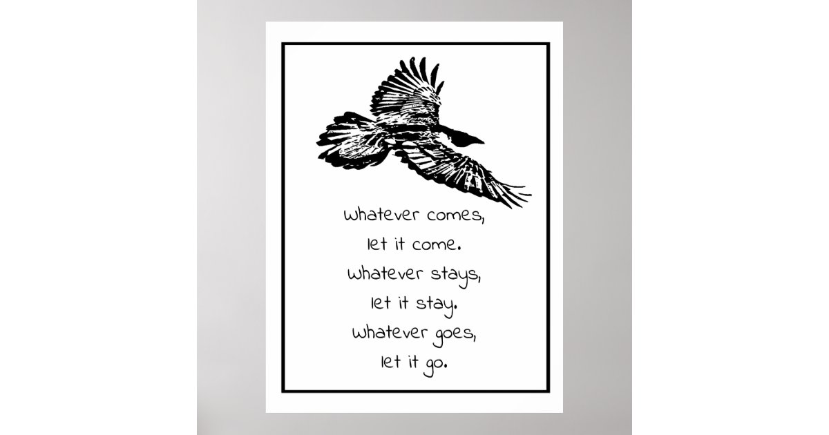 Black Raven Bird Soaring Inspirational Quote Poster | Zazzle