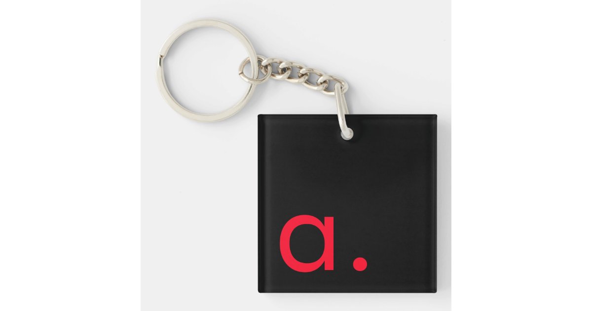 Black Red Monogram Initial Letter Modern Plain Key Ring | Zazzle