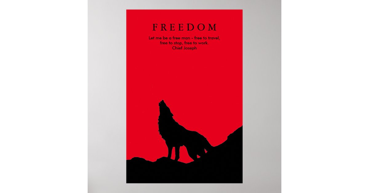 Black & Red Wolf Silhouette on a Hill Poster | Zazzle