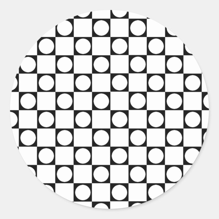 Black & White Checkers & Circle Classic Round Sticker | Zazzle.co.uk