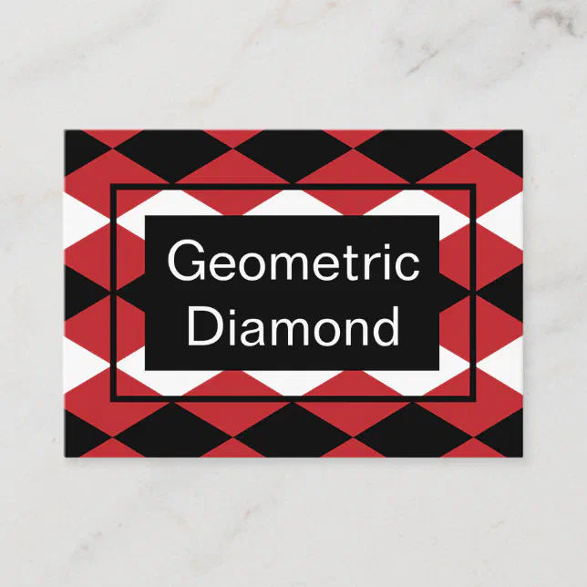 Black White Geometric Diamond On Red Background Business Card | Zazzle