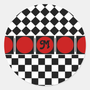 Black And White Checkered Stickers & Labels | Zazzle UK