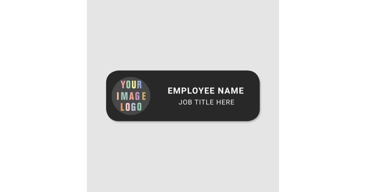 Black White Identification: Business Logo Employee Name Tag | Zazzle