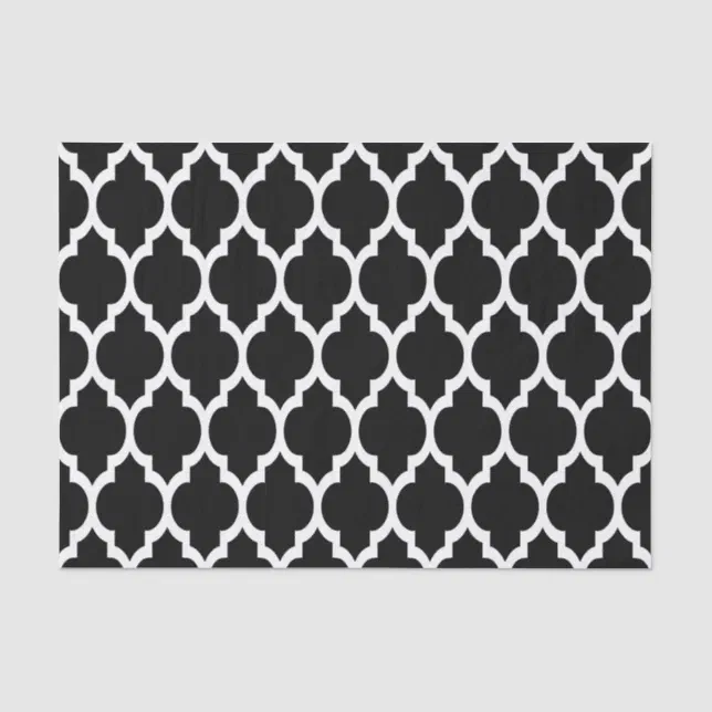 Black White Moroccan Quatrefoil Pattern #4 Tissue Paper | Zazzle