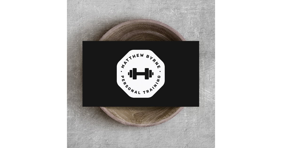 Black White Personal Trainer Training Emblem Business Card | Zazzle
