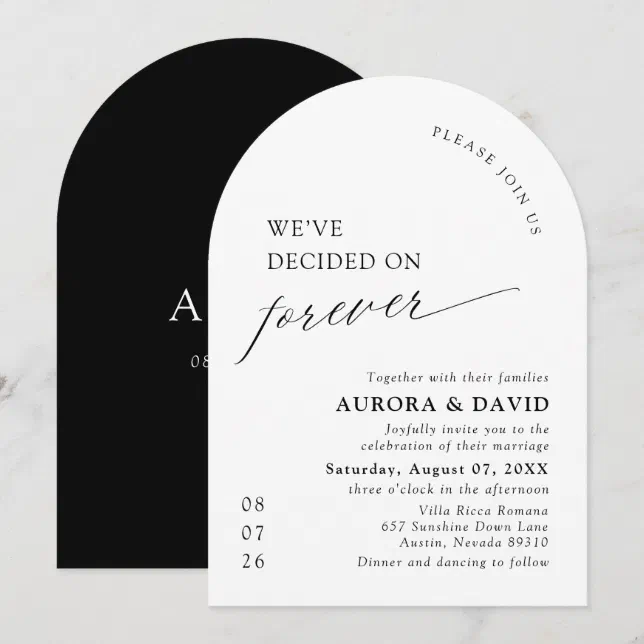 Black & White We’ve Decided On Forever Wedding Invitation | Zazzle