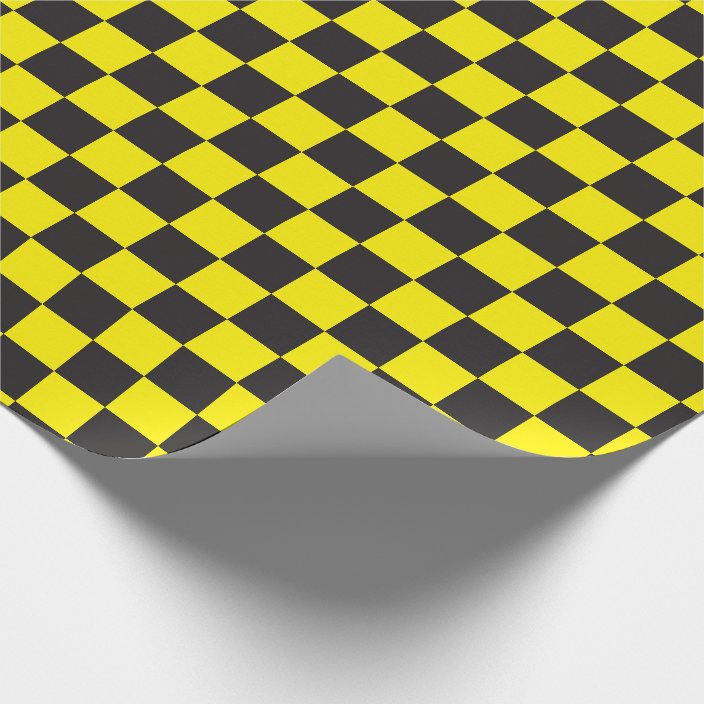 Black & [Yellow] Checker Checkerboard Checkers Wrapping Paper | Zazzle ...