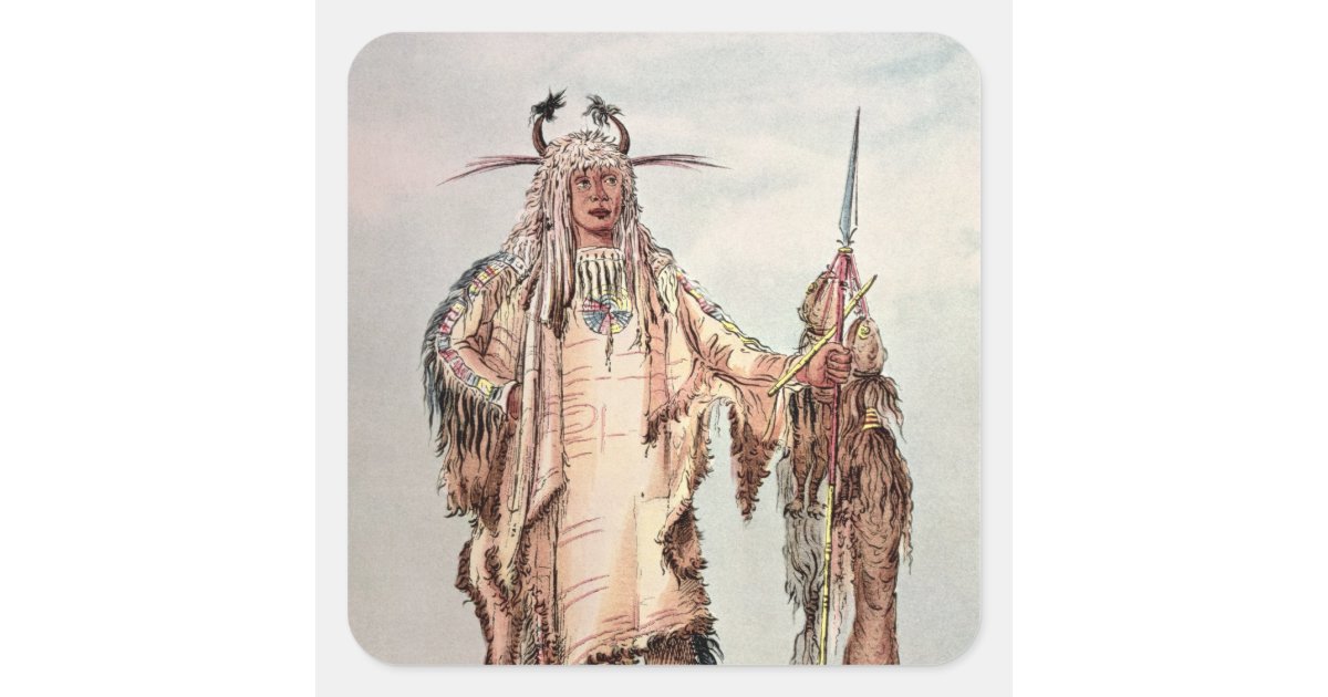 Blackfoot Indian Pe-Toh-Pee-Kiss, The Eagle Ribs Square Sticker | Zazzle