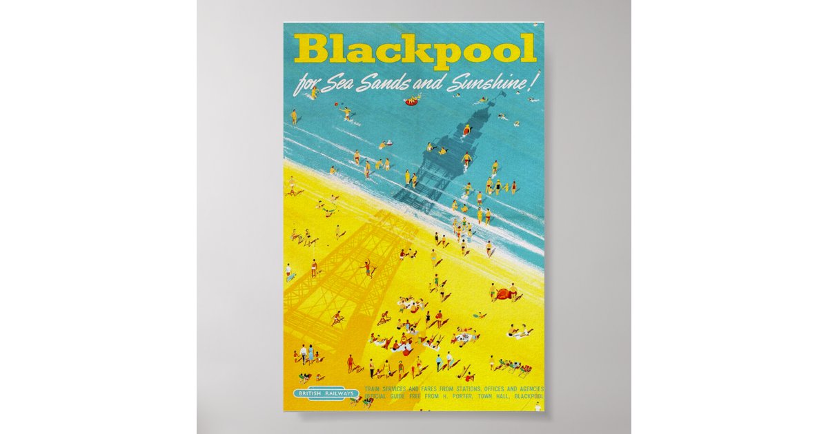 Blackpool Retro Vintage Travel Poster Print | Zazzle