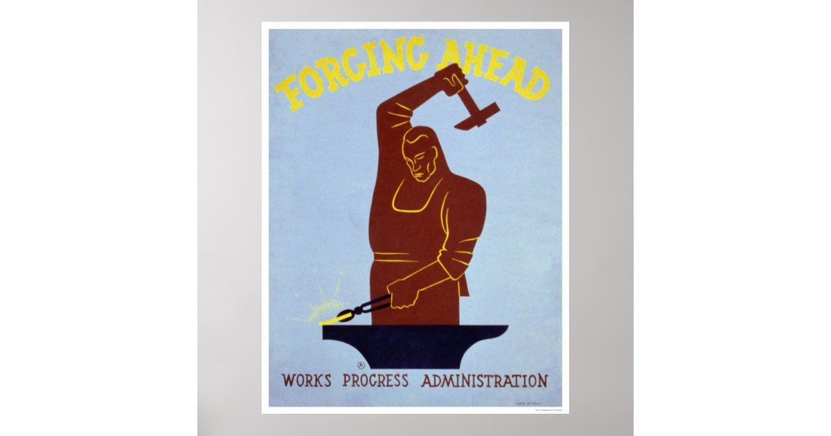 Blacksmith Forging 1940 WPA Poster | Zazzle
