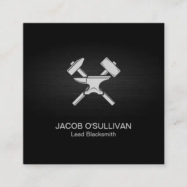Blacksmith Iron Works Metal Square Business Card | Zazzle