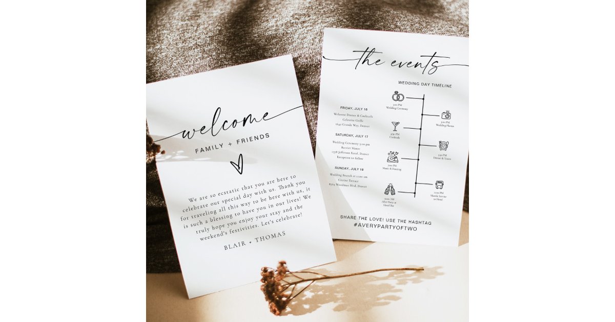 BLAIR Modern Minimal Welcome Letter Timeline Card | Zazzle