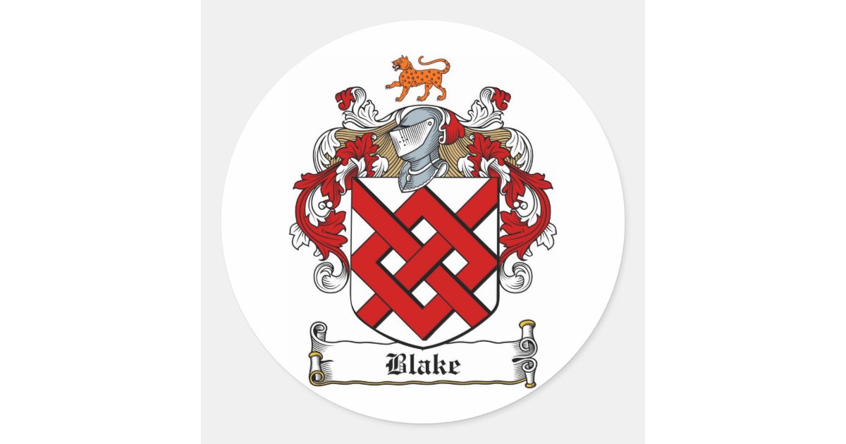 BLAKE FAMILY CREST - BLAKE COAT OF ARMS CLASSIC ROUND STICKER | Zazzle