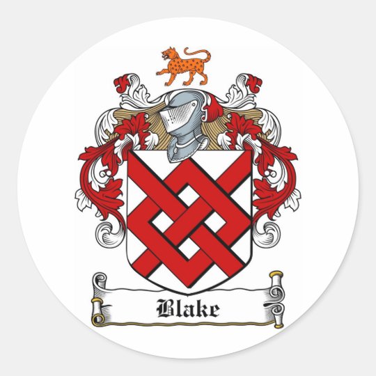 BLAKE FAMILY CREST - BLAKE COAT OF ARMS CLASSIC ROUND STICKER | Zazzle ...